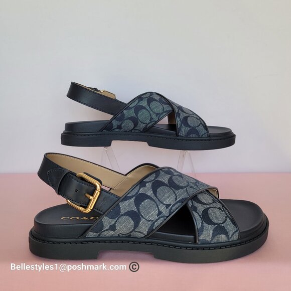 Coach | Shoes | Coach Fraser Sandal In Signature Jacquard Chambray ...